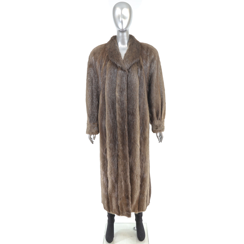 Full Length Beaver Coat- Size S | VintageFurs