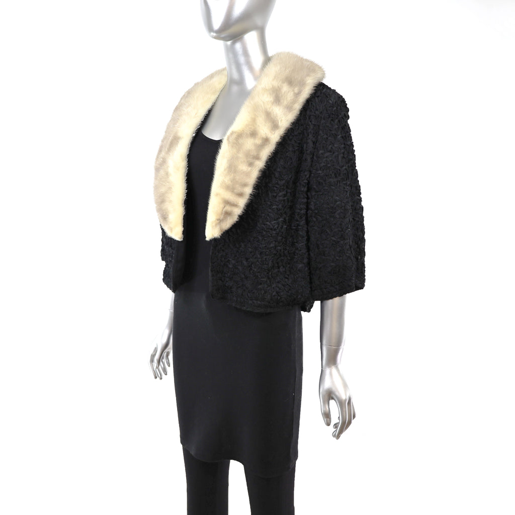 Fiber Jacket with Removable Mink Collar- Size S | VintageFurs