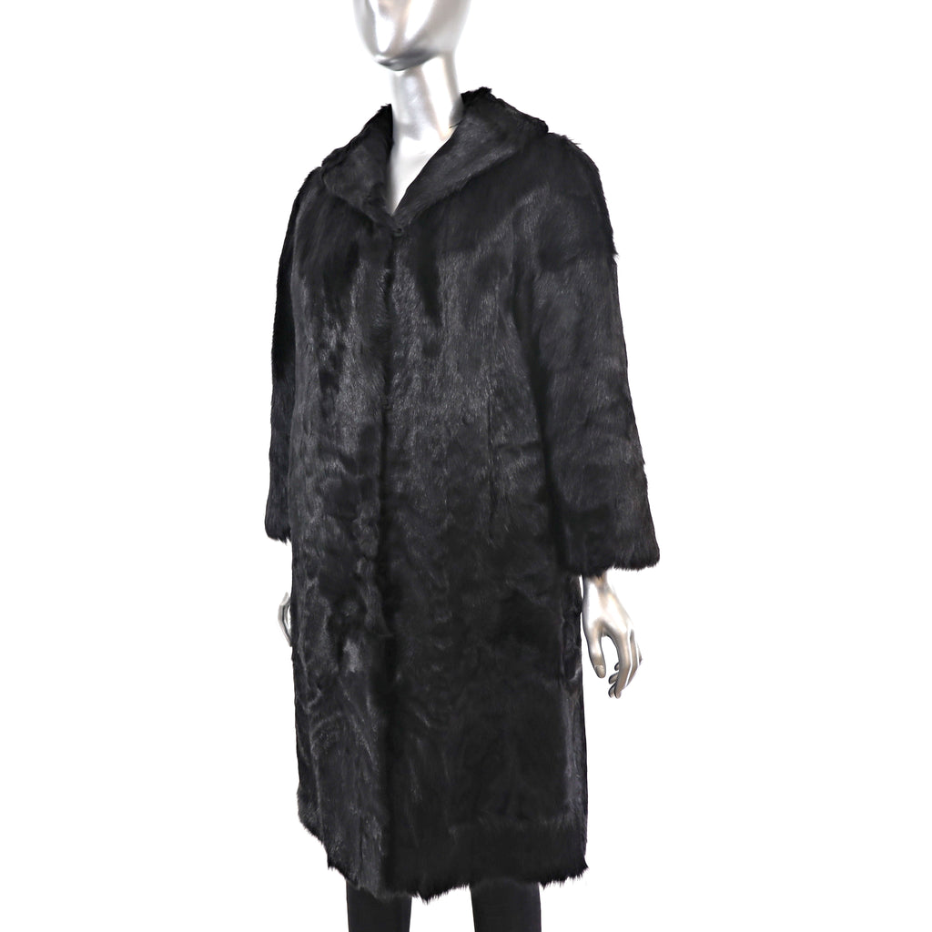 Black Goat Skin Coat- Size M | VintageFurs